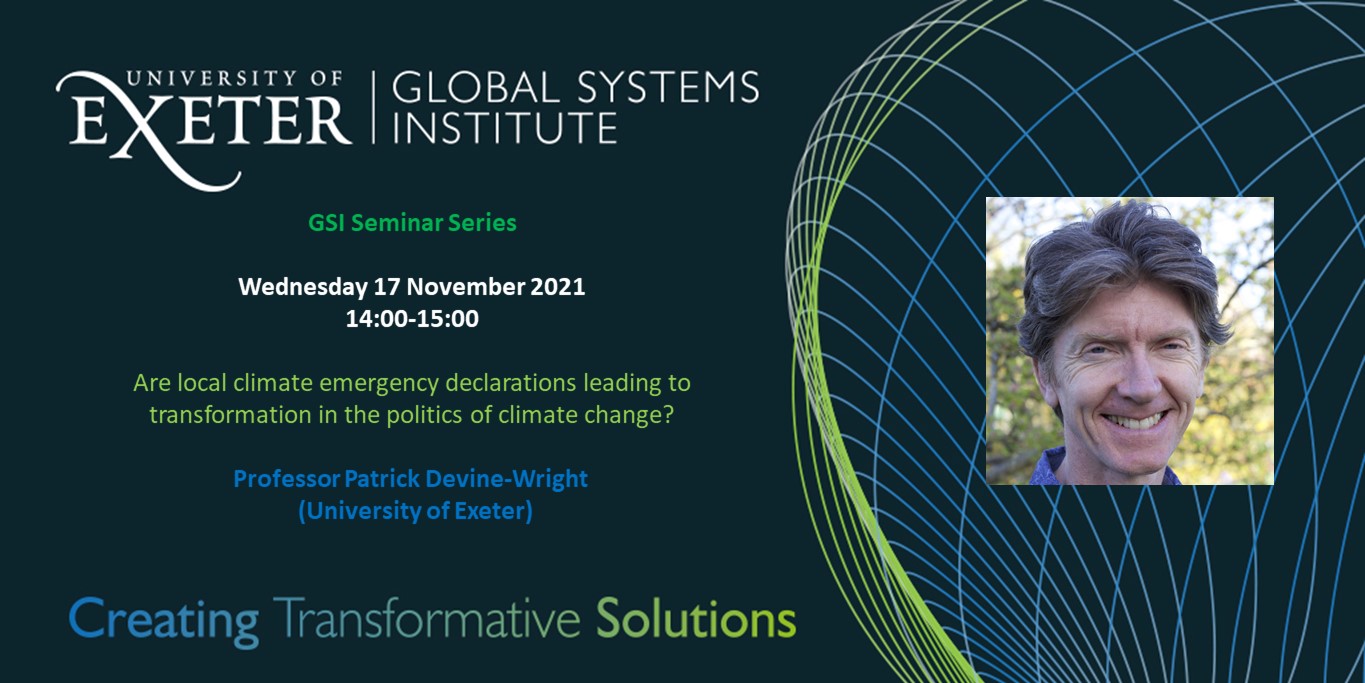 GSI Seminar Series: Prof. Patrick Devine Wright - Are local climate ...
